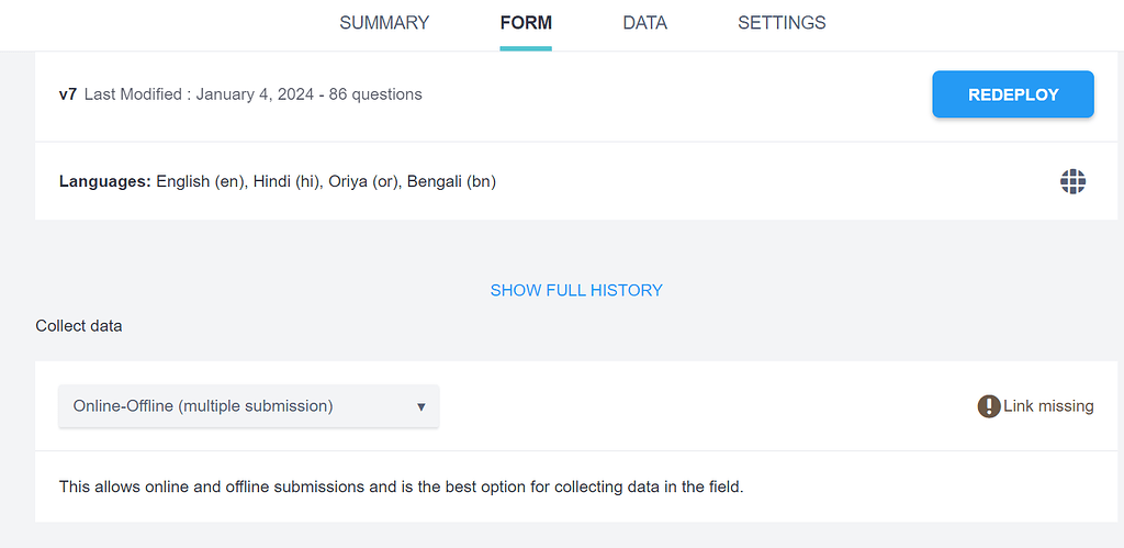 Link Missing Message - Data Collection - KoboToolbox Community Forum
