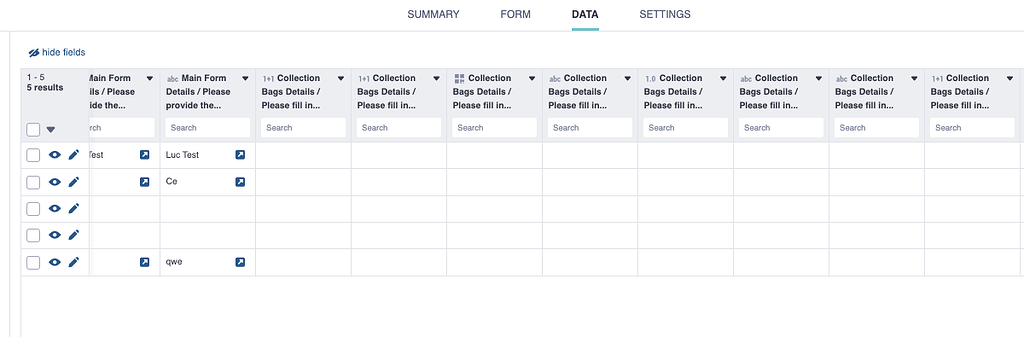 Repeat groups Data Do not Appear in the table but visible when I use "open icon" on the table ...