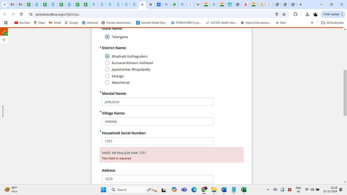 How to combine XLS form for creating HH unique ID using list of districts, mandals and villages ...