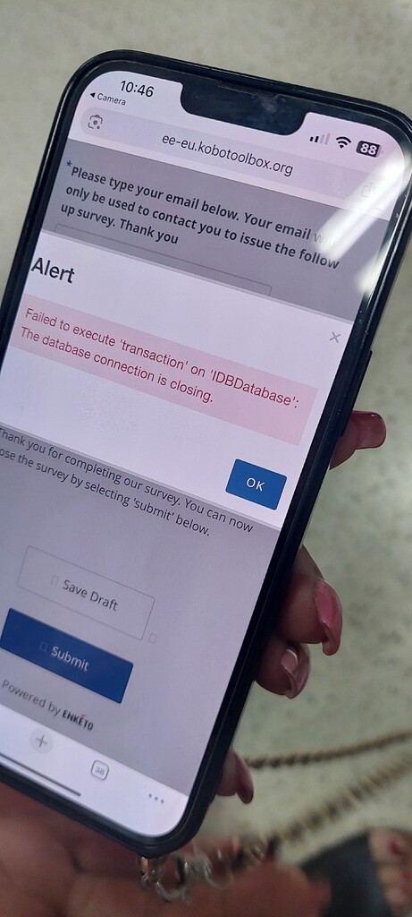 Errorr in submitting responses - Data Collection - KoboToolbox Community Forum