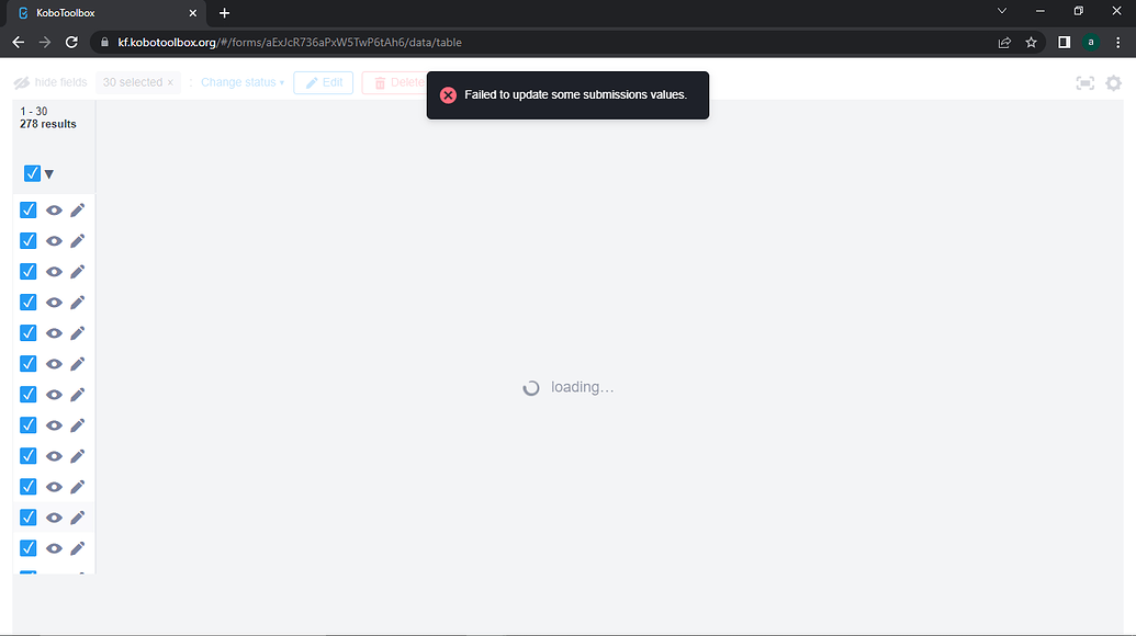 Error editing submissions in kobotoolbox - Data Management - KoboToolbox Community Forum