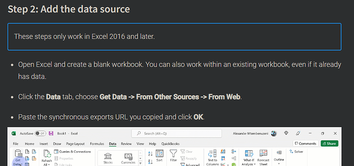 Connecting to Your Data Using Synchronous Exports - Microsoft Excel - Data Management ...