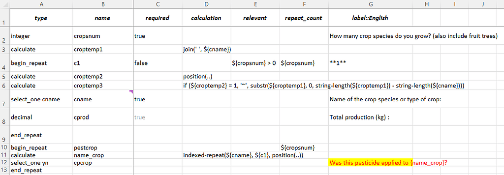 Show Label Of Indexed Repeat Numerical Variable Form Building Kobotoolbox Community Forum