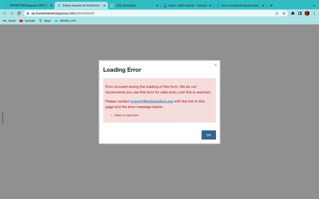 Failed to load form error - Data Collection - KoboToolbox Community Forum