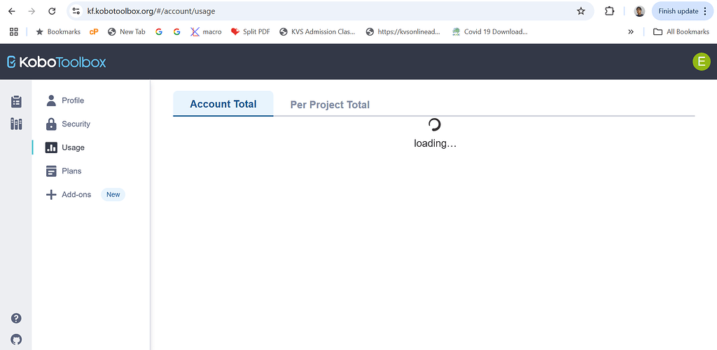Usage Section Loading - Account Issues - KoboToolbox Community Forum