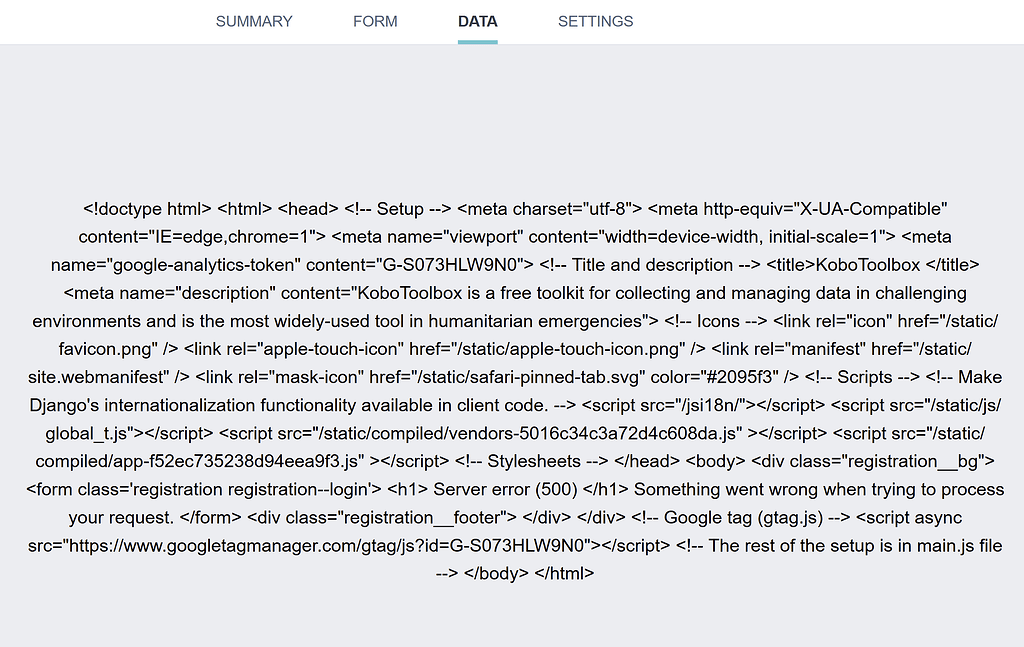 DATA table error message - Data Management - KoboToolbox Community Forum