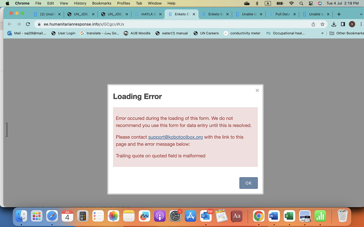 Unable to upload xls form, Sarah J - Form Building - KoboToolbox Community Forum
