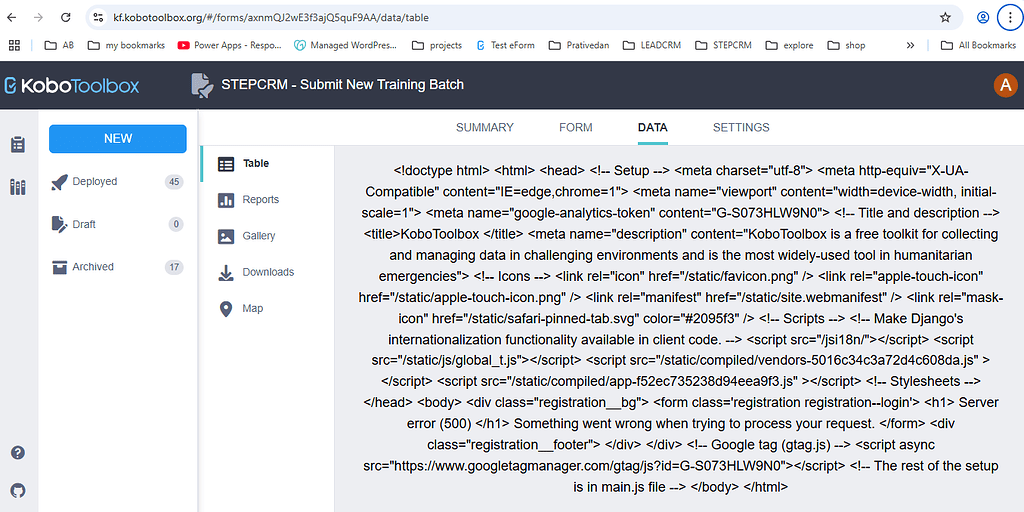 Problem with project/form - Data Management - KoboToolbox Community Forum
