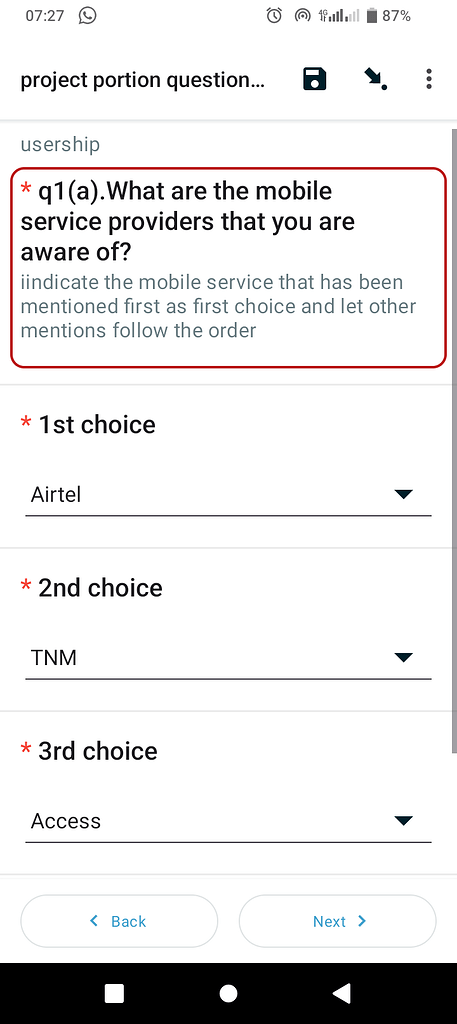 The Questionnaire Is Failing To Proceed To The Next Question In Kobo Collect Form Building