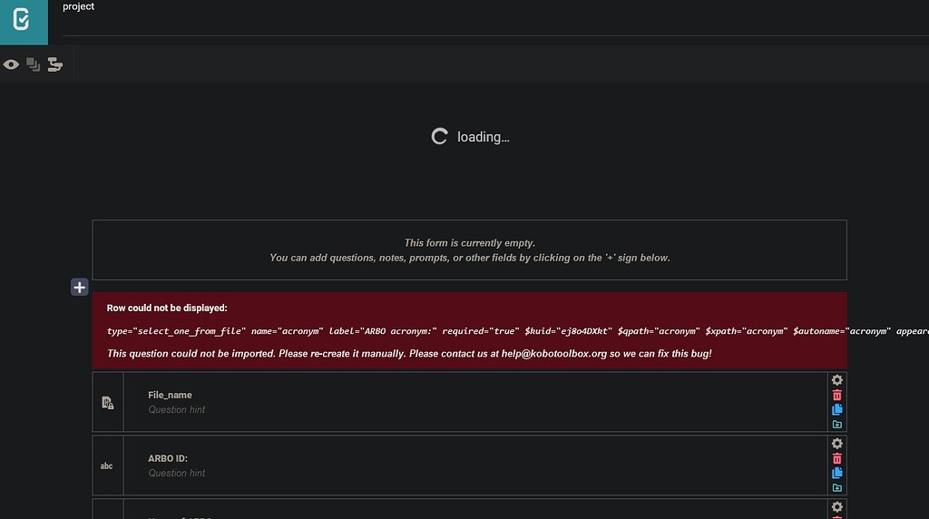Error When Trying To Edit Form Via Form Builder On Kobo Form Building 8389