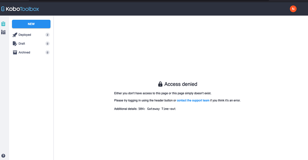 Error 504 on deployed Kobo instance via Amazon server - Kobo On Your Own Server - KoboToolbox ...