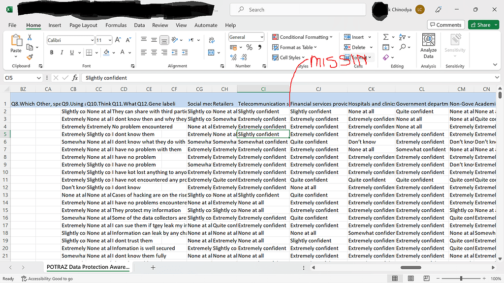 Missing a column on my excel data download - Data Management - KoboToolbox Community Forum