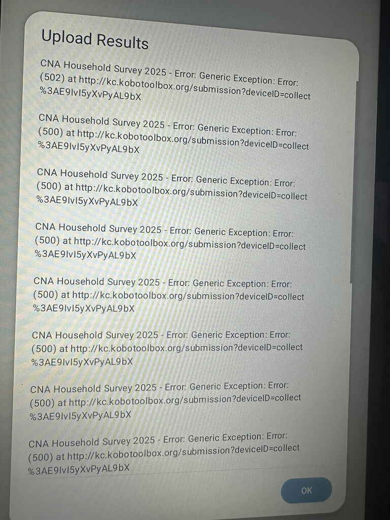Upload Error (500) - Data Collection - KoboToolbox Community Forum