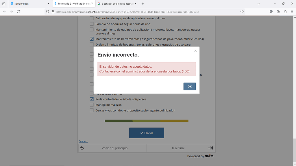 Editing a submission, error data server 400 - Data Management - KoboToolbox Community Forum