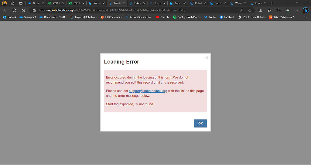 When I go to edit a submitted form, it gives me error message - Data ...
