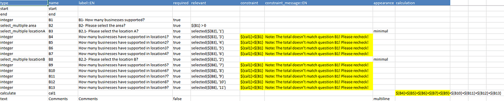 Showing error message only when the calculation is not true! - Form Building - KoboToolbox ...