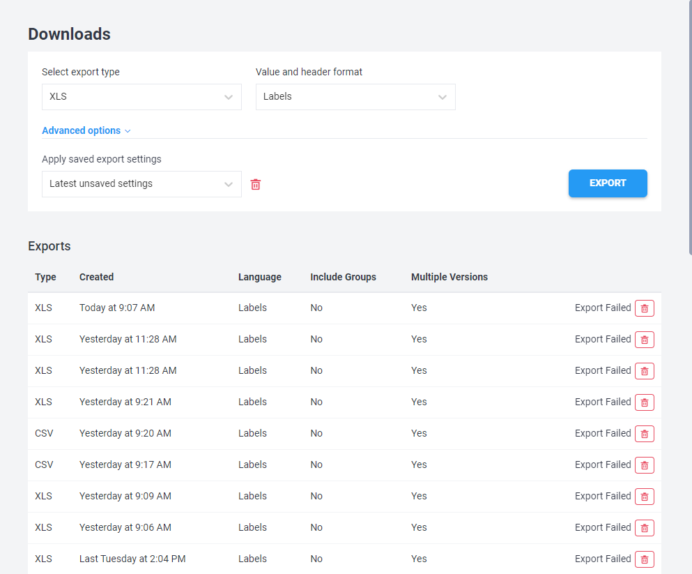 Unable To Export Data From A Form Data Management KoboToolbox 