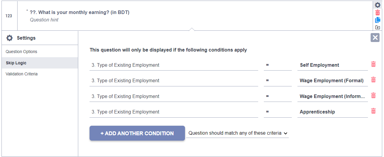 Want to add more than one custom logic for mandatory response OR one custom logic for NOT ...