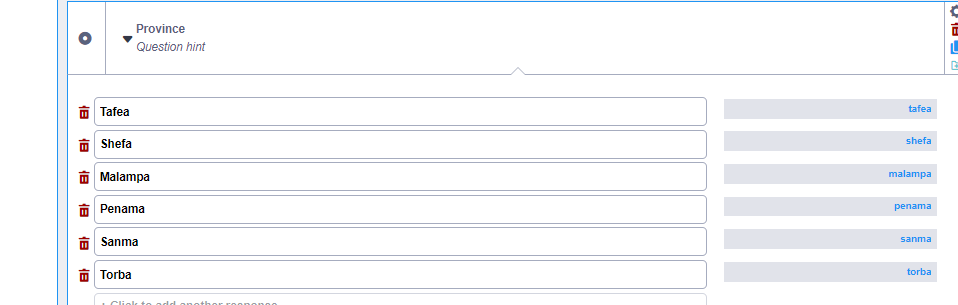 How can I only show the list of provinces in kobo collect that I selected when I use the ...