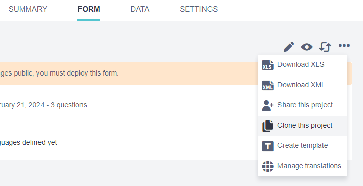 Clone problem - #2 by hakan_cetinkaya - Data Management - KoboToolbox Community Forum