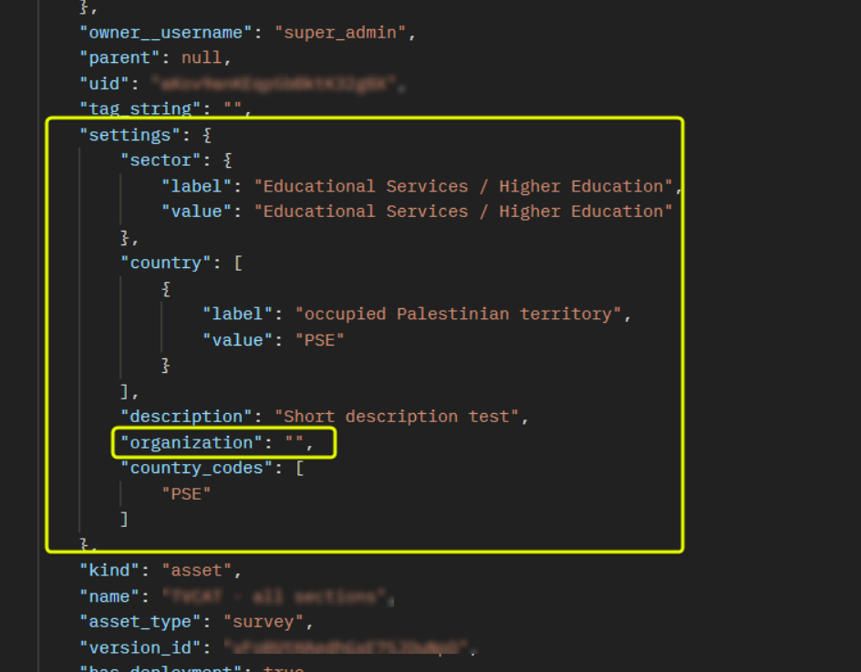 Set up Organization field - API - KoboToolbox Community Forum