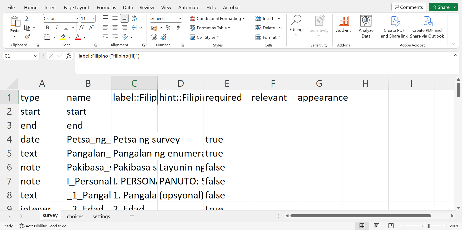 Error message on previewing survey drafted ("reading "'length'") - Form Building - KoboToolbox ...