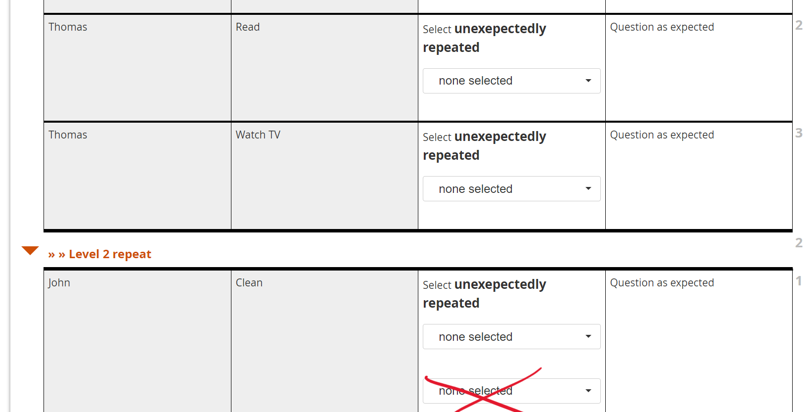 Select One Within Nested Repeat Is Wrongly Shown More Than Once Form Building Kobotoolbox