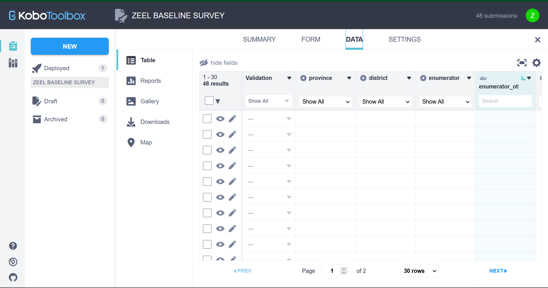 Unable to see successful form submission in data table - Data Management - KoboToolbox Community ...
