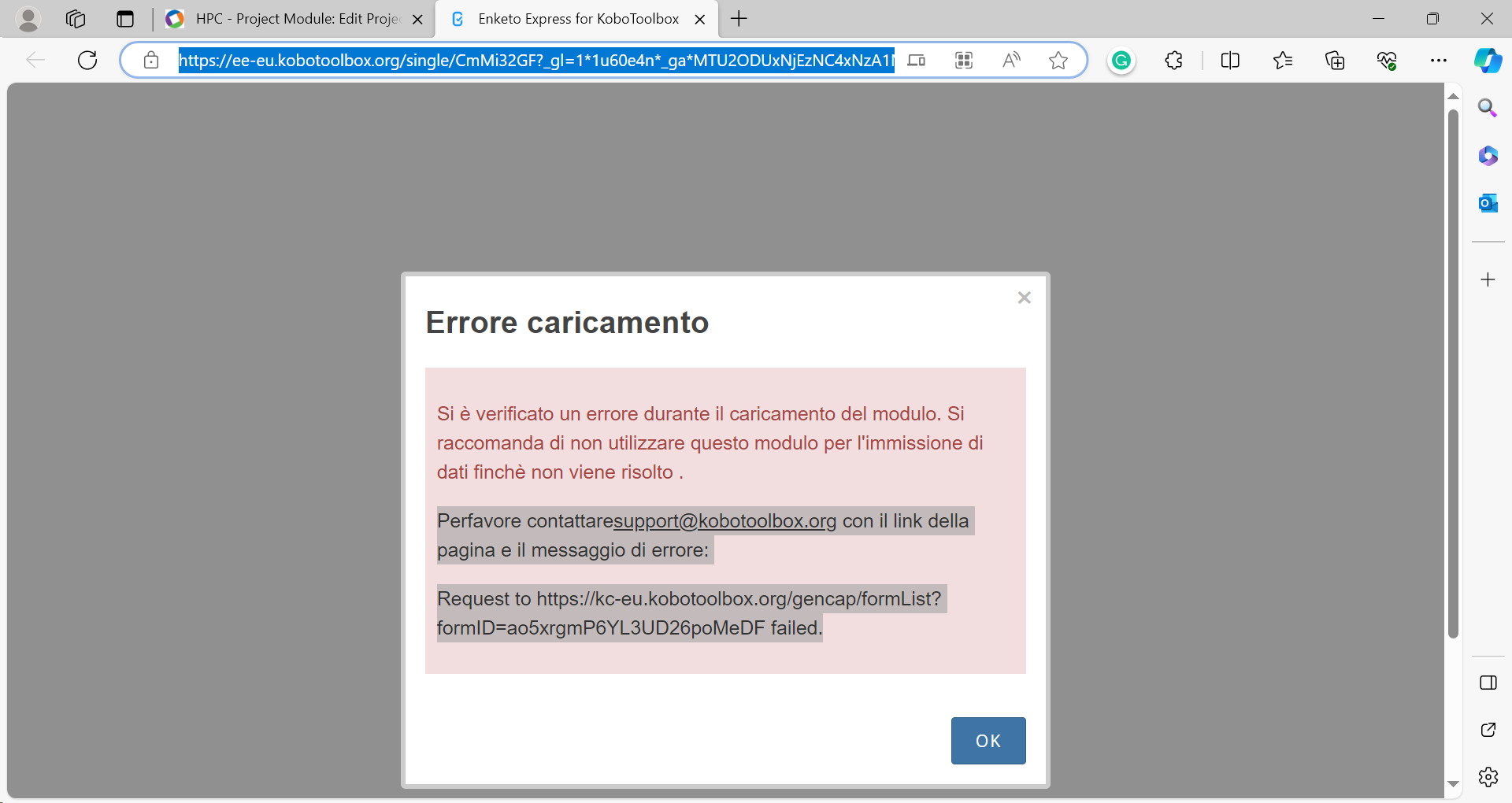 Failed access to GAM through OCHA’s HPC Projects Module - Form Building ...