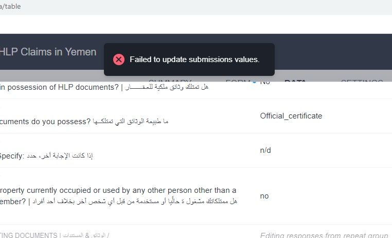 Failed to update the submissions values - Data Management - KoboToolbox Community Forum