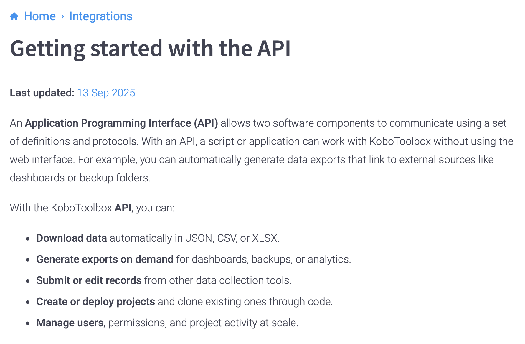 Recently Updated Support Articles: Getting started with the API - Support Article - KoboToolbox ...