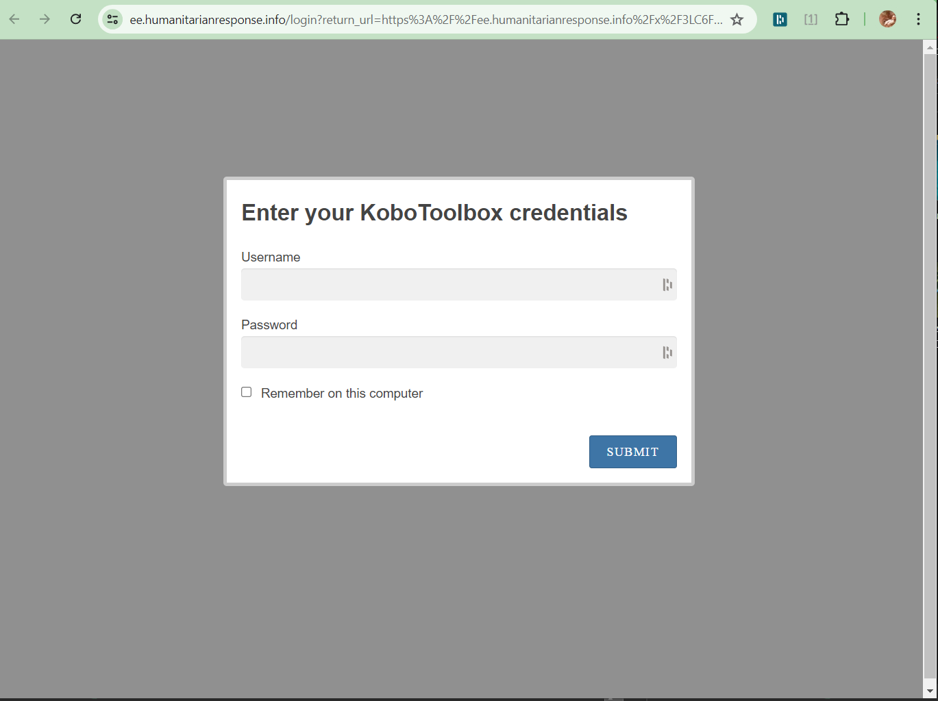 We are directed to a page with no controls and no “create account” function - Data Collection ...